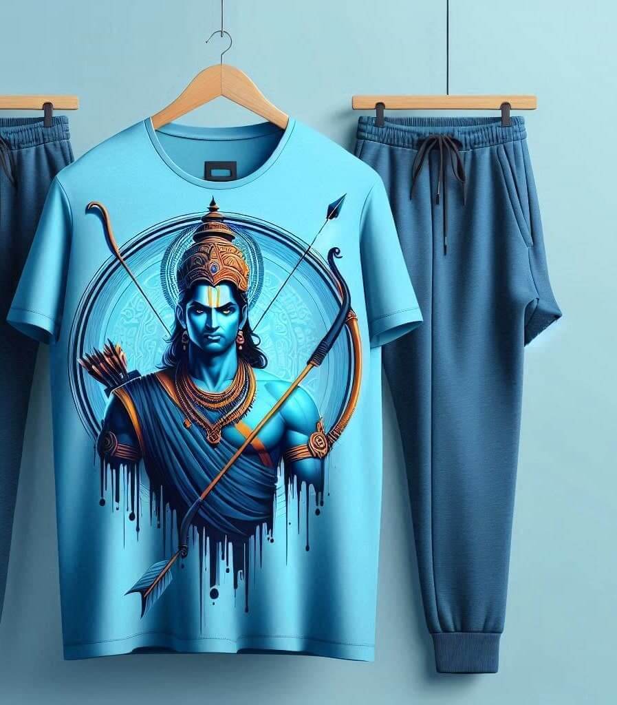 Light Blue Rama T-Shirt with Navy Blue Trackpant Tracksuit Set – Acquires