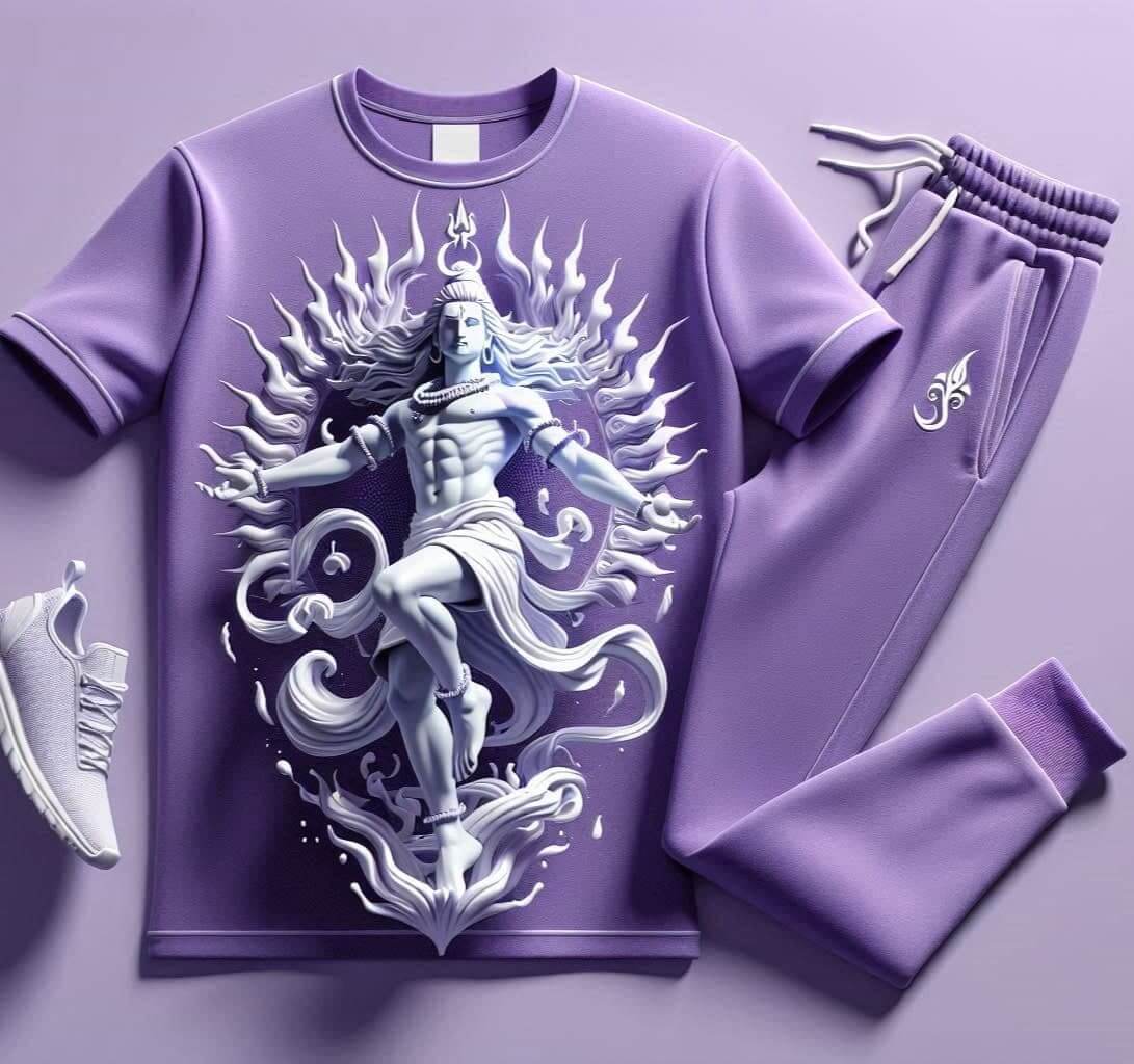 Lord Shiva Lavender Tracksuit Set with Plain Pant – Acquires