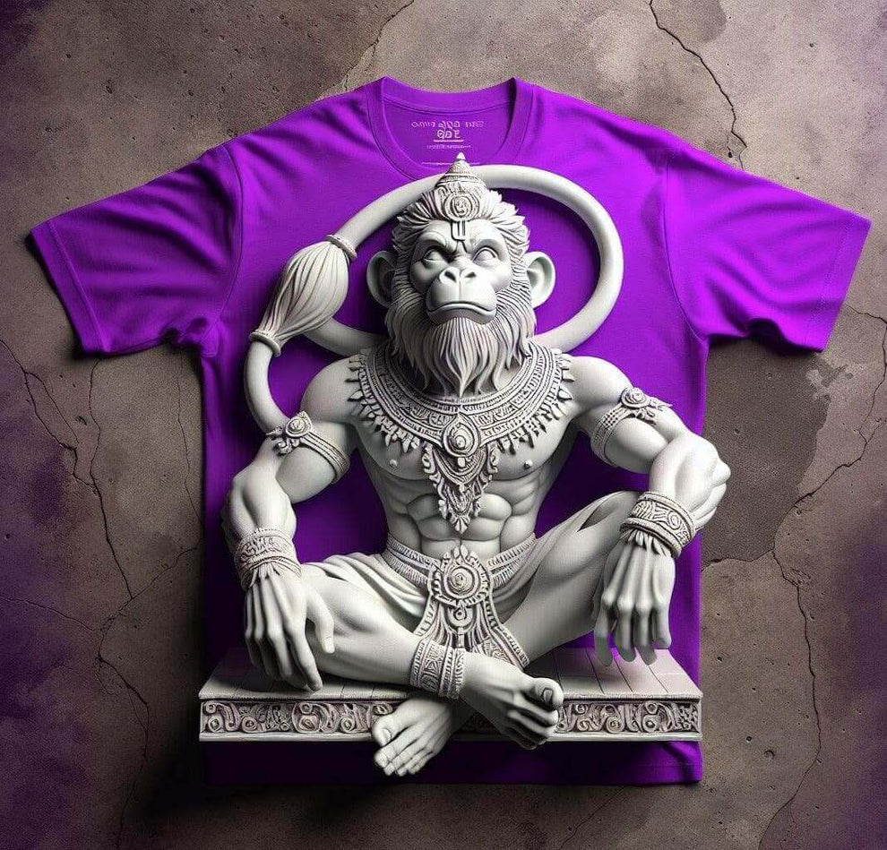 Purple Elegant Hanuman Tee - Devotion and Grace – Acquires
